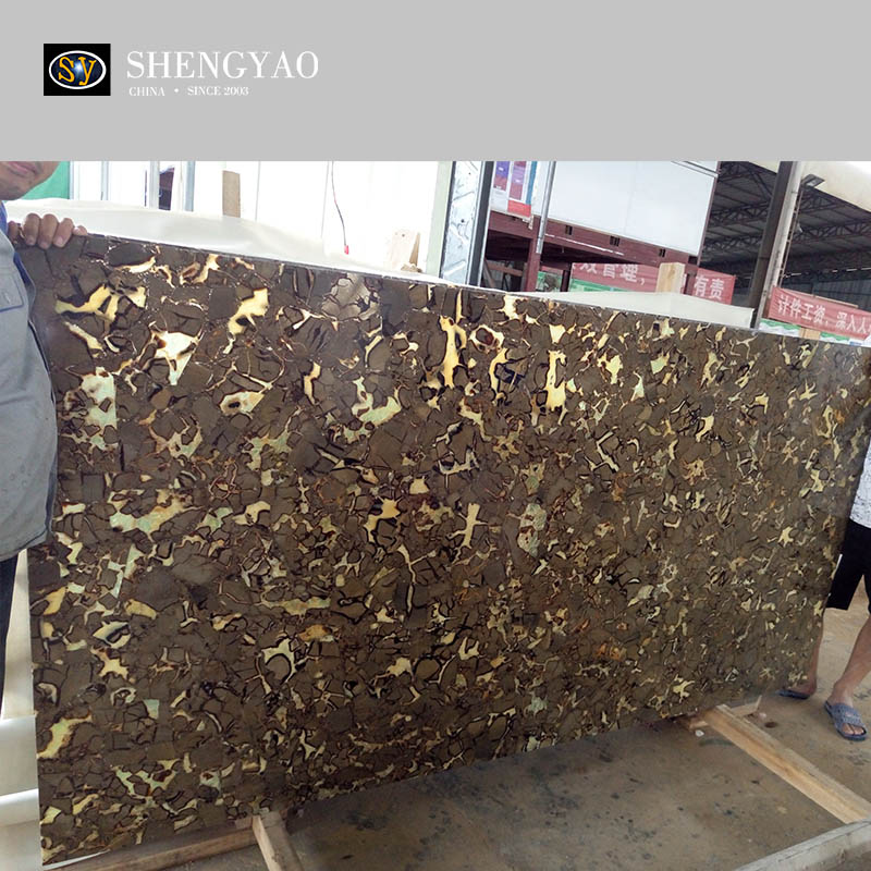 Customized Leopard Grain Stone Gemstone Slab,semi precious stone slab ...