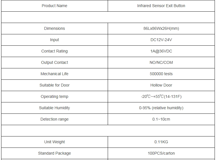 Touchless Sensor Exit Button Infrared Sensor Push Button Switch Access Control No Touch Exit ...