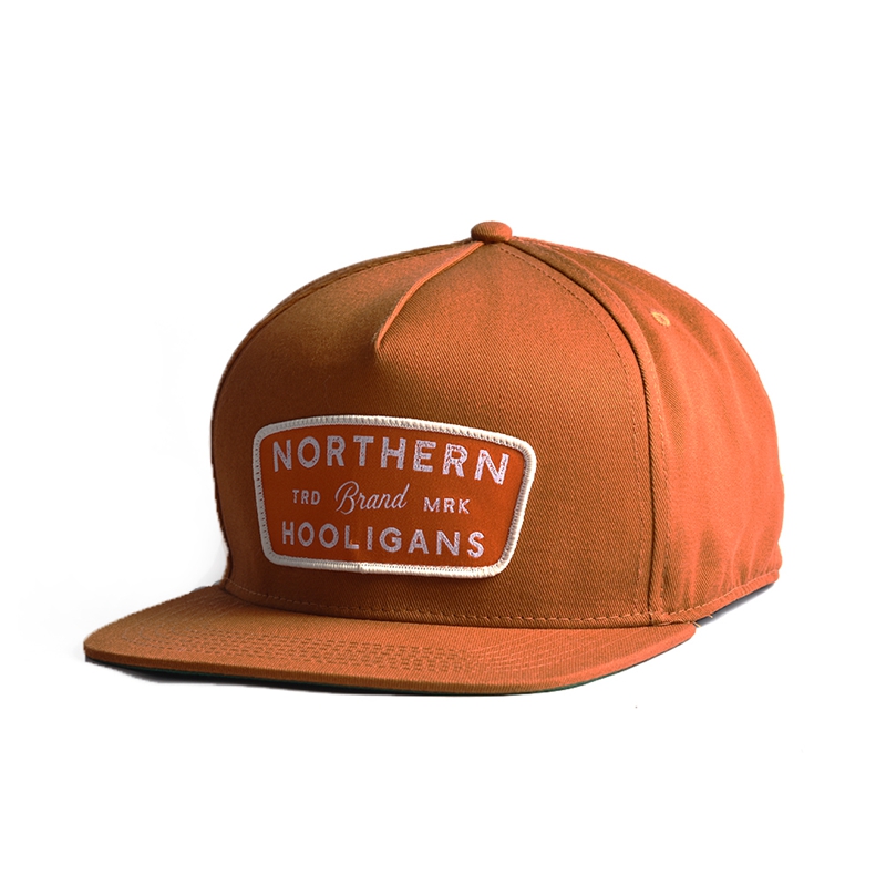 5 panels flat brim woven patch snapback caps