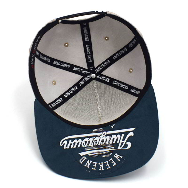 5 panels suede brim snapback caps aungcrown custom
