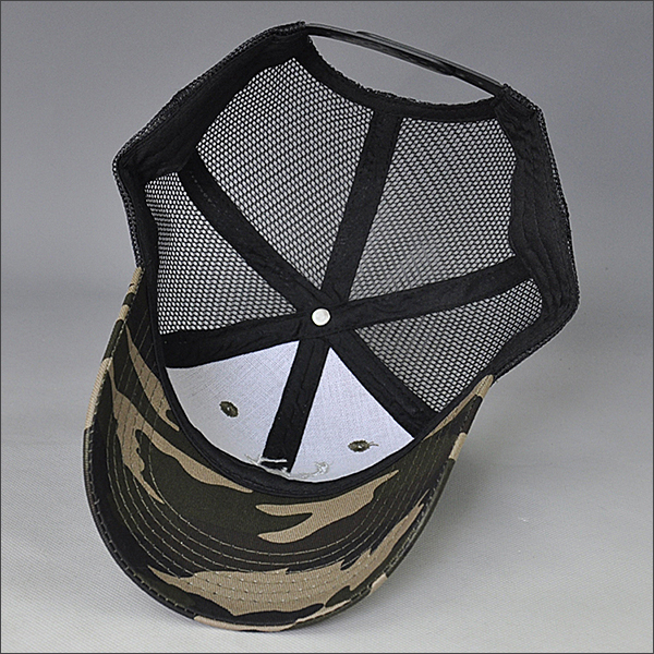 custom 6 panel camo mesh trucker hat