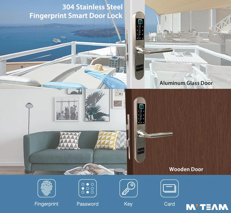 Aluminium Glass Door Smart Lock Biometric Fingerprint Electric Keyless ...