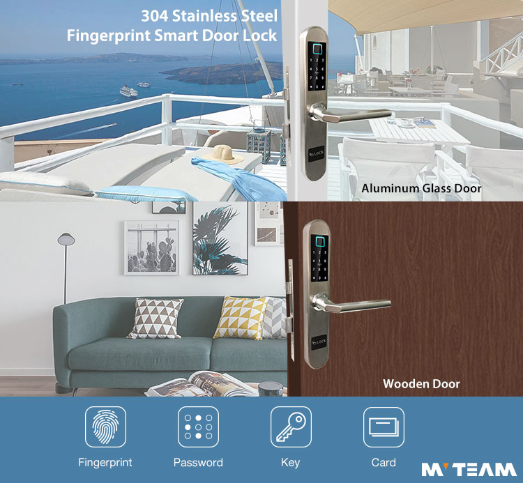 Aluminium Glass Door Smart Lock Biometric Fingerprint Electric Keyless ...
