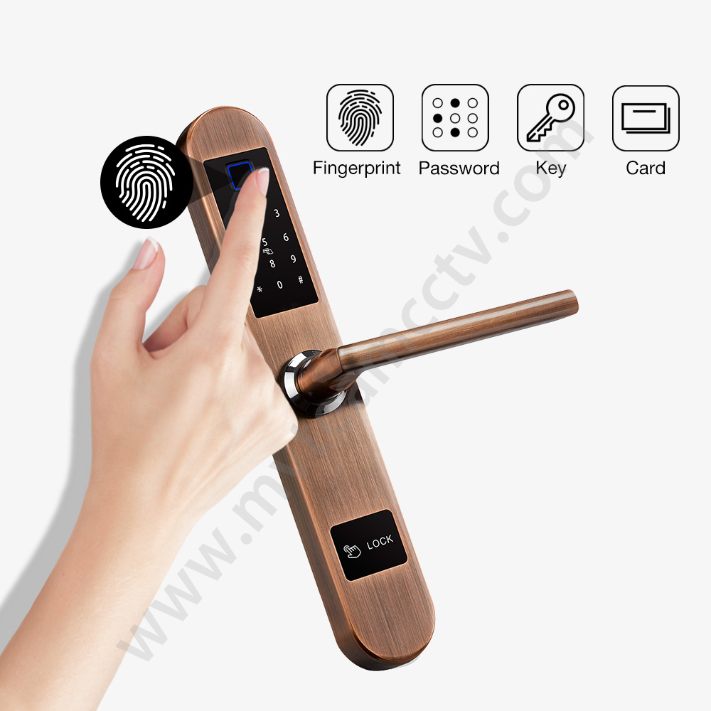 Aluminium Glass Door Smart Lock Biometric Fingerprint Electric Keyless ...