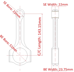 Honda Prelude VTEC H22 H22A H22A1 H22A4 X beam Connecting Rods