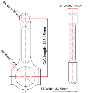Honda Prelude H22 VTEC 2.2L 5.636" I beam connecting rods