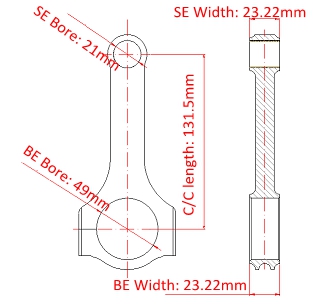 BMW/Mini Cooper S Tritec 131.5mm H beam Connecting Rods