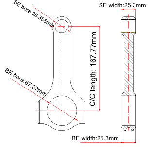 Hurricane Forged Steel H beam Ford 7.5L/460 6.605" Connecting Rods
