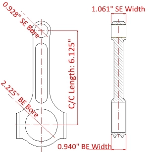 4340 forged steel I-beam connecting rod set for Chevrolet small block ...