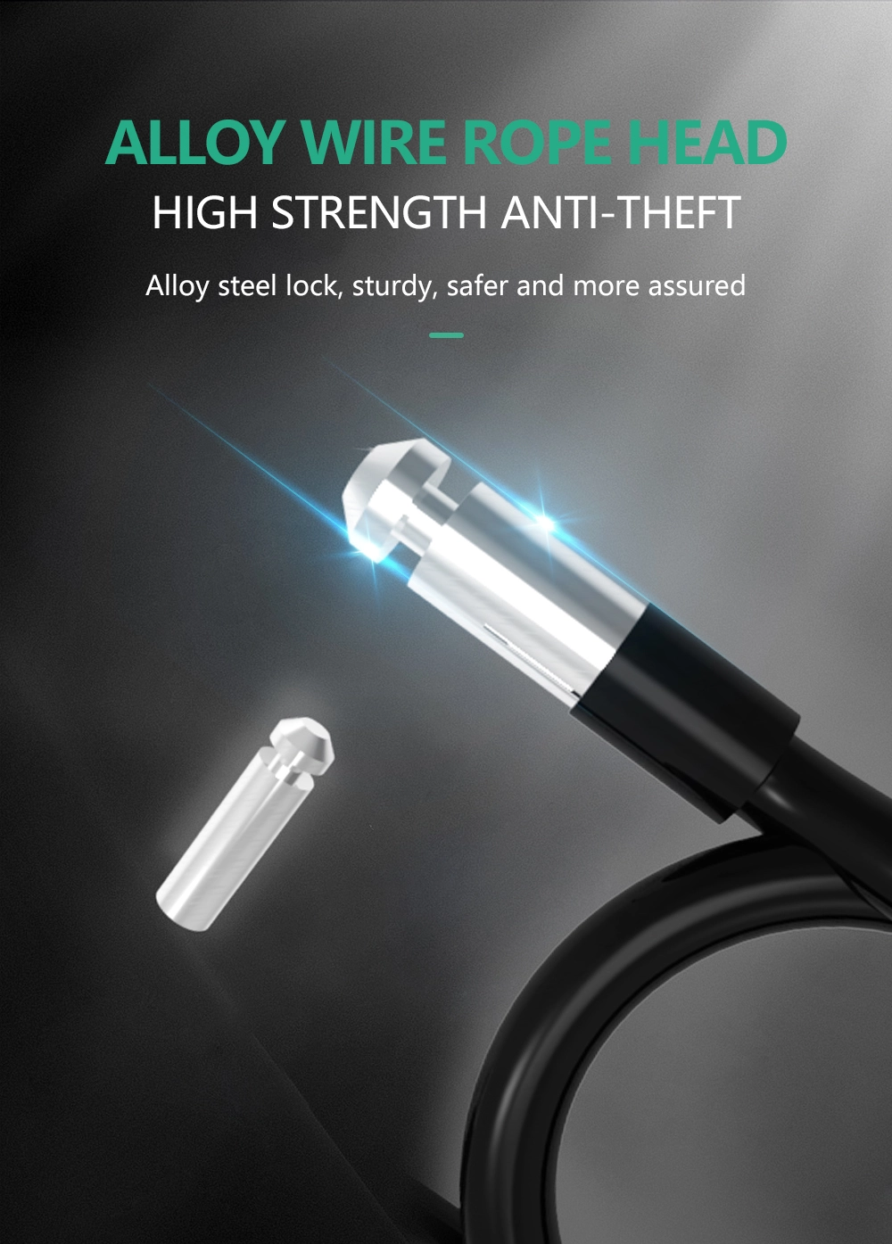 Smart Bluetooth Cable Lock High Strength Steel Wire Chain Lock